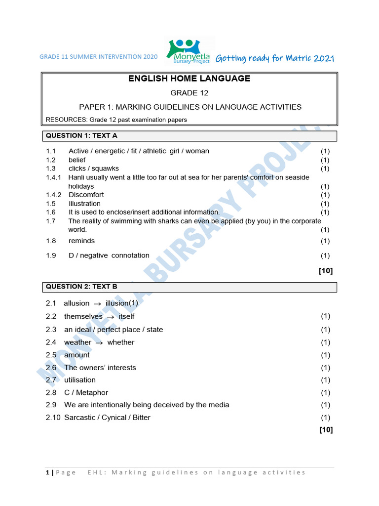 MARKING GUIDELINES On Language Structures | PDF | Linguistic Typology ...