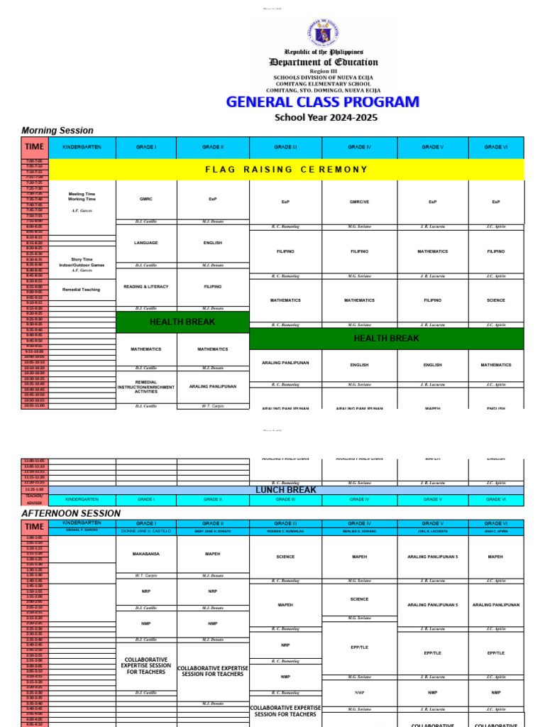 Comitang - General Class Program 2024 2025 | PDF | Learning