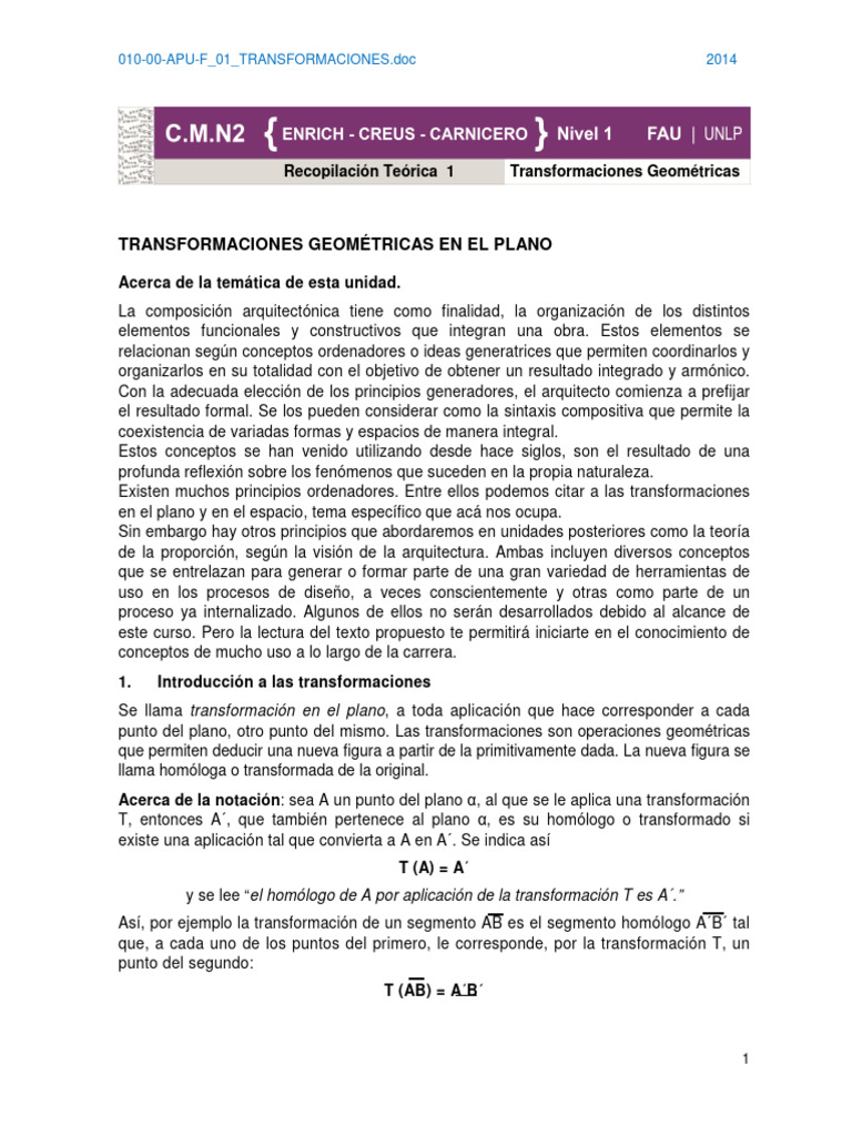 010 00 Apu f 01 Transformaciones | PDF | Rotación | Vector Euclidiano