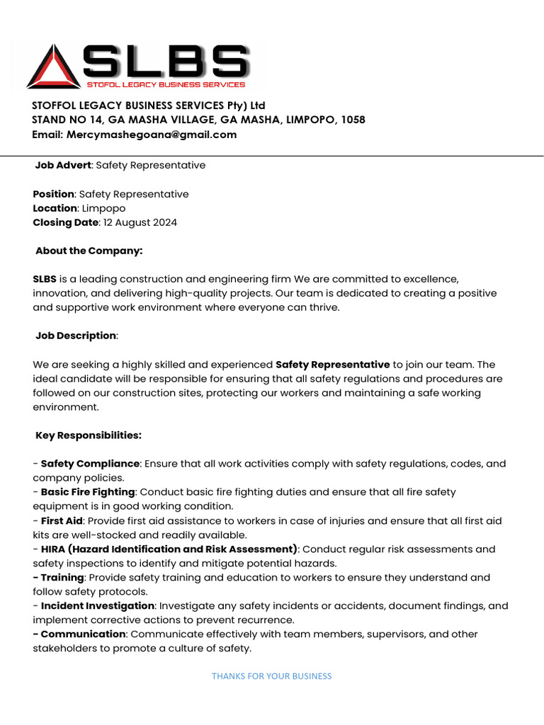 Safety Representative | PDF | Occupational Safety And Health | Safety