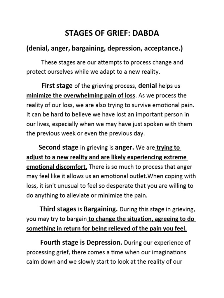 Stages of Grief- DABDA | PDF | Arthritis | Bronchitis