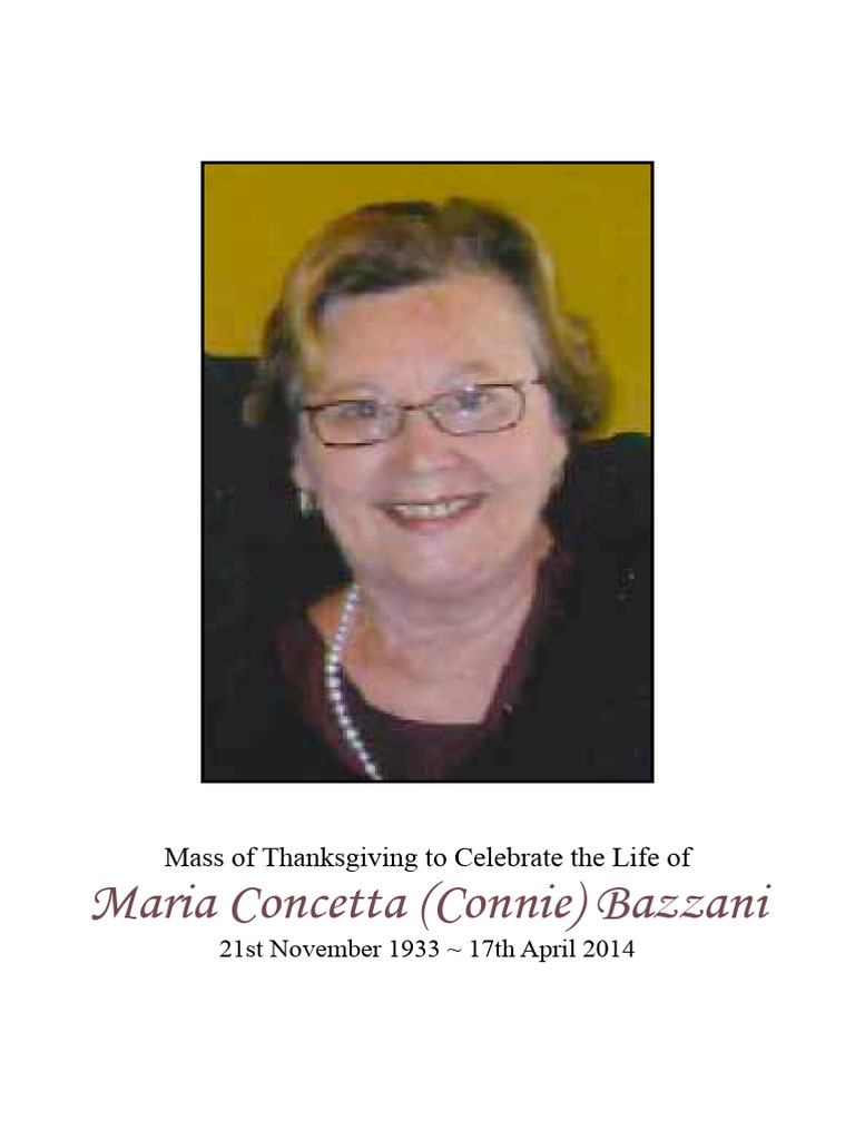 Maria Concetta (Connie) Bazzani | PDF | Mass (Liturgy) | Eucharist