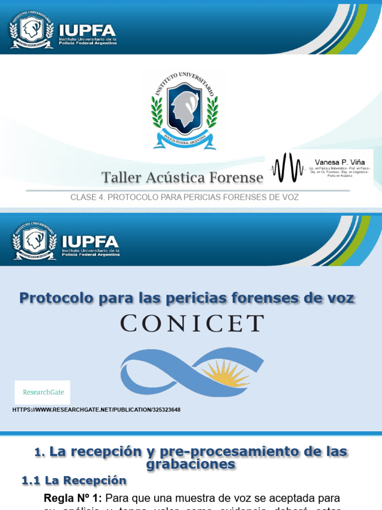 Clase 4 - Protocolo de Pericias Forenses de Voz | PDF | Laboratorios | Información