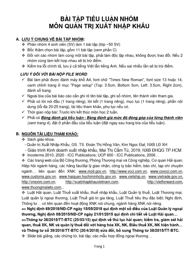 0.Đề Tài TIỂU LUẬN, t.trình - QTXNK - hyp | PDF