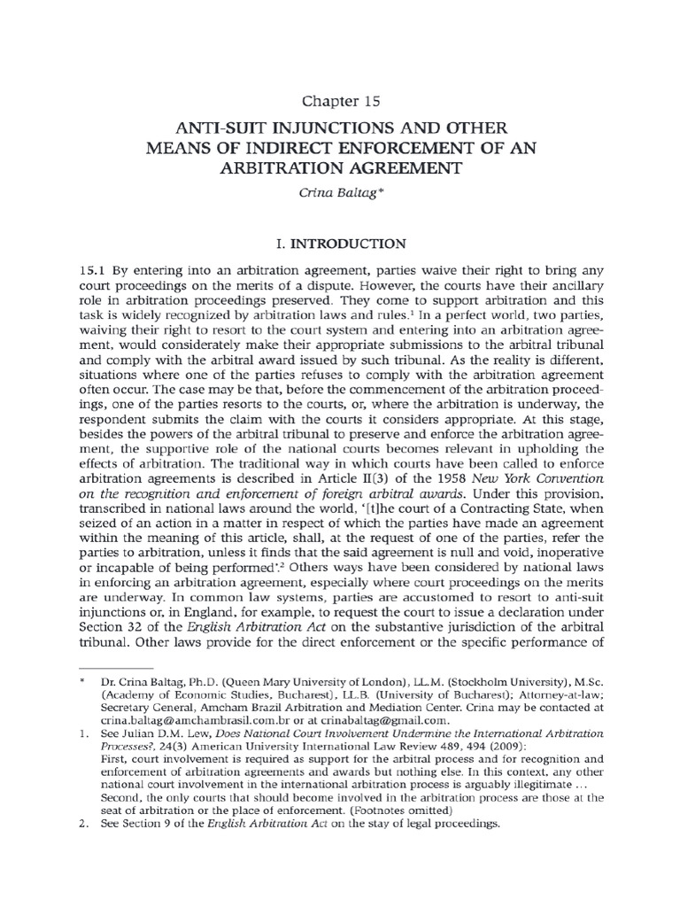 Baltag, C (2016) Anti-Suit Injunctions and Other Means of Indirect ...