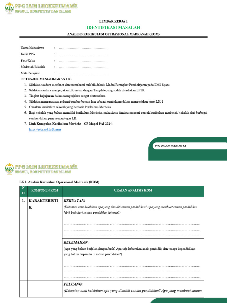 LK 1 - Analisis KOSP, CP, TP, ATP [K2] | PDF