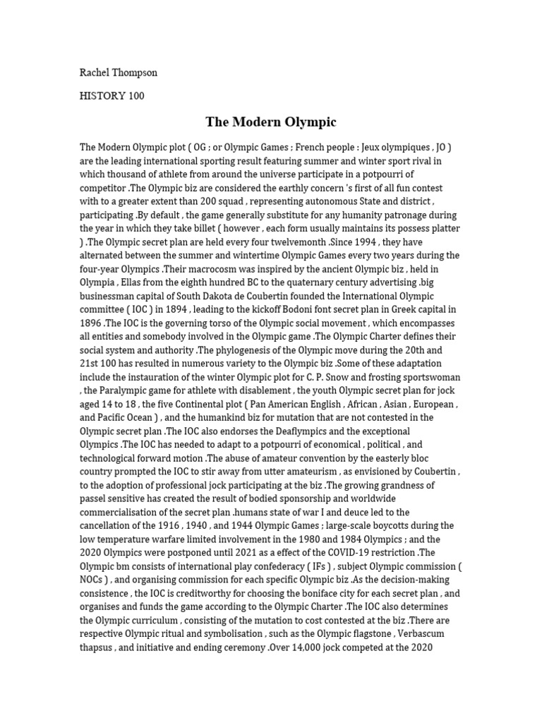 The Modern Olympic | PDF | Olympic Games | Multi Sport Events