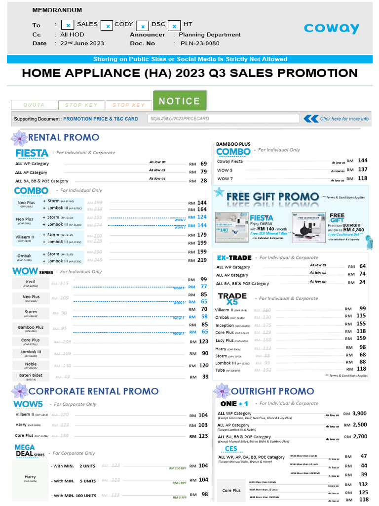 MEMO PLN-23-0080 2023 Q3 Sales Promotion | PDF | Payments | Business Law
