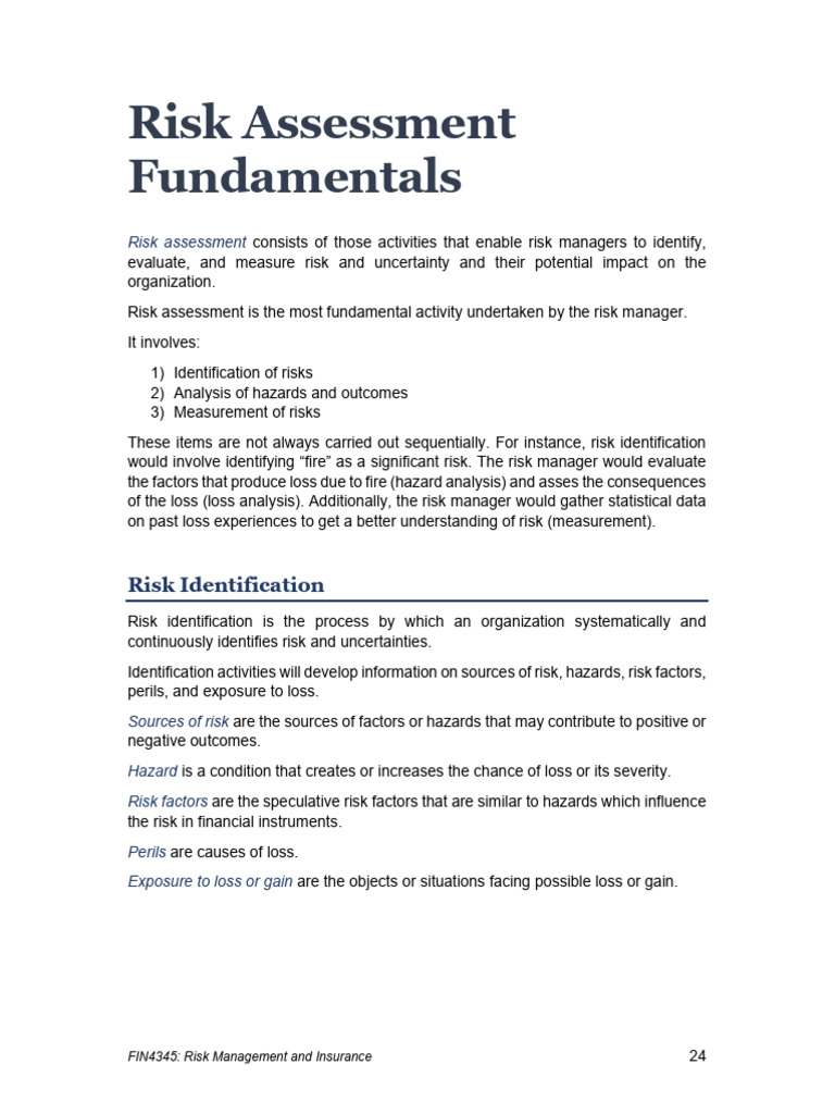FIN 4345 - Risk Assessment Fundamentals | PDF | Risk | Risk Management