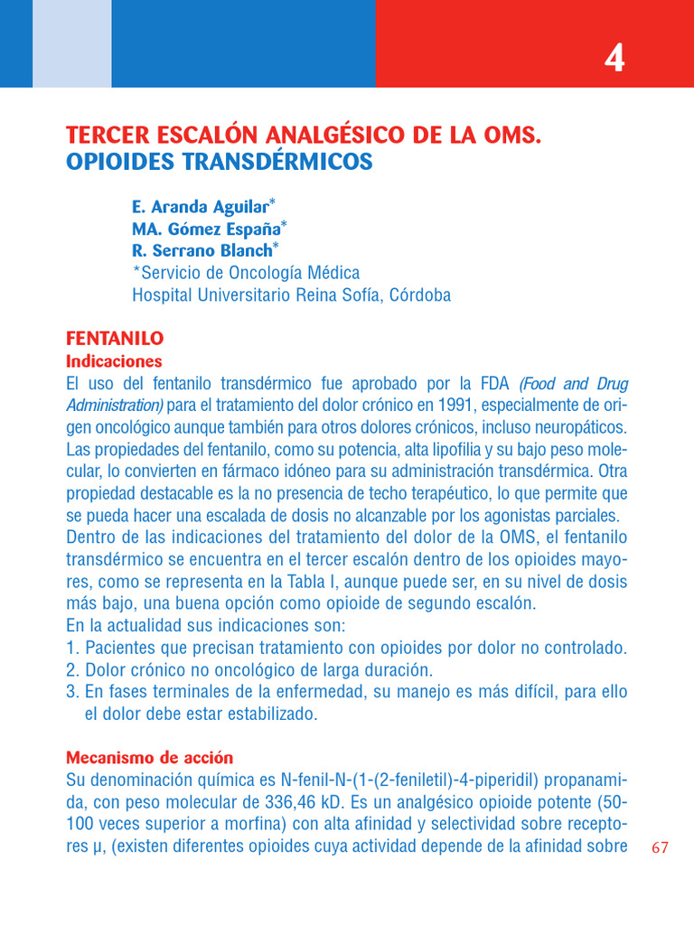 Opioides Transdermicos | PDF | Fentanilo | Analgésico