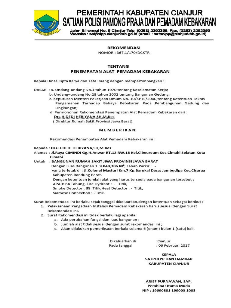 MASTER SURAT, Surat Perintah Tugas Surat Rekomendasi Bandung Barat | PDF