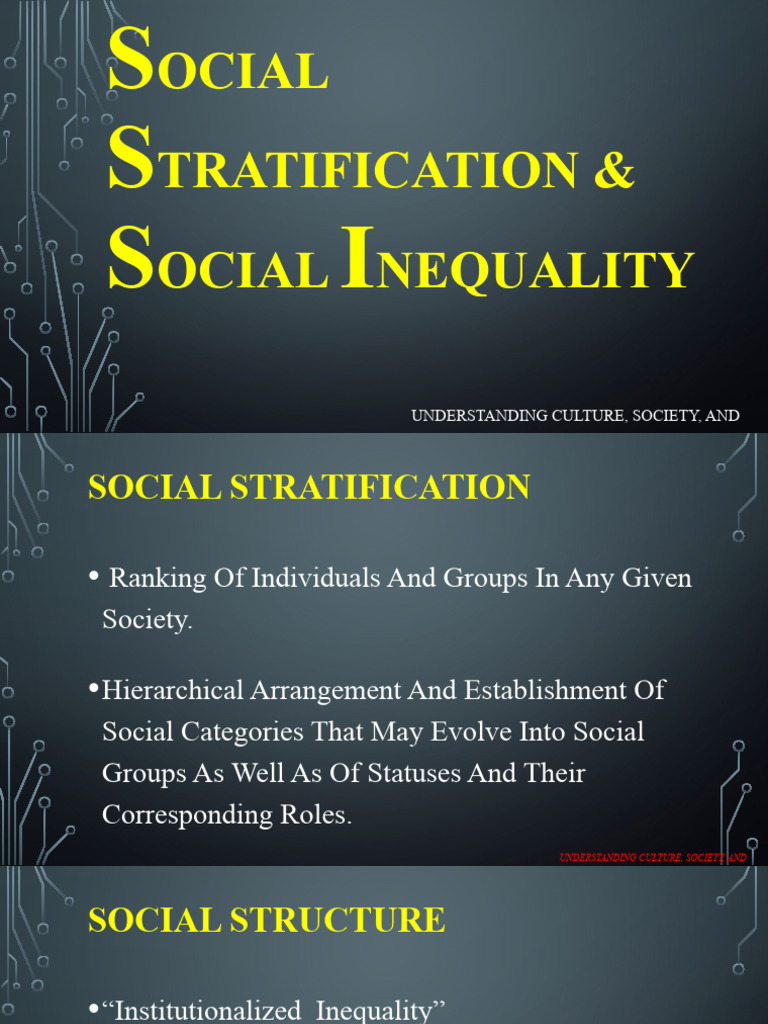 Week 8 - Social Stratification & Social Inequality | PDF ...