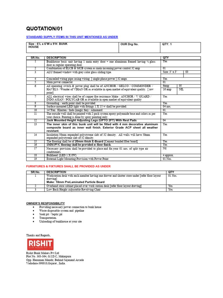 Technical Specification | PDF | Door | Electrical Wiring