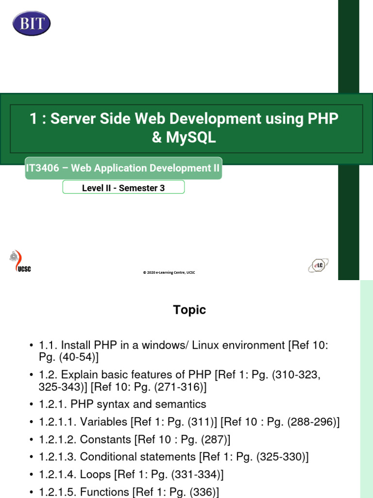 IT3406-Teachers Note Section 1 2 | PDF | Php | Boolean Data Type