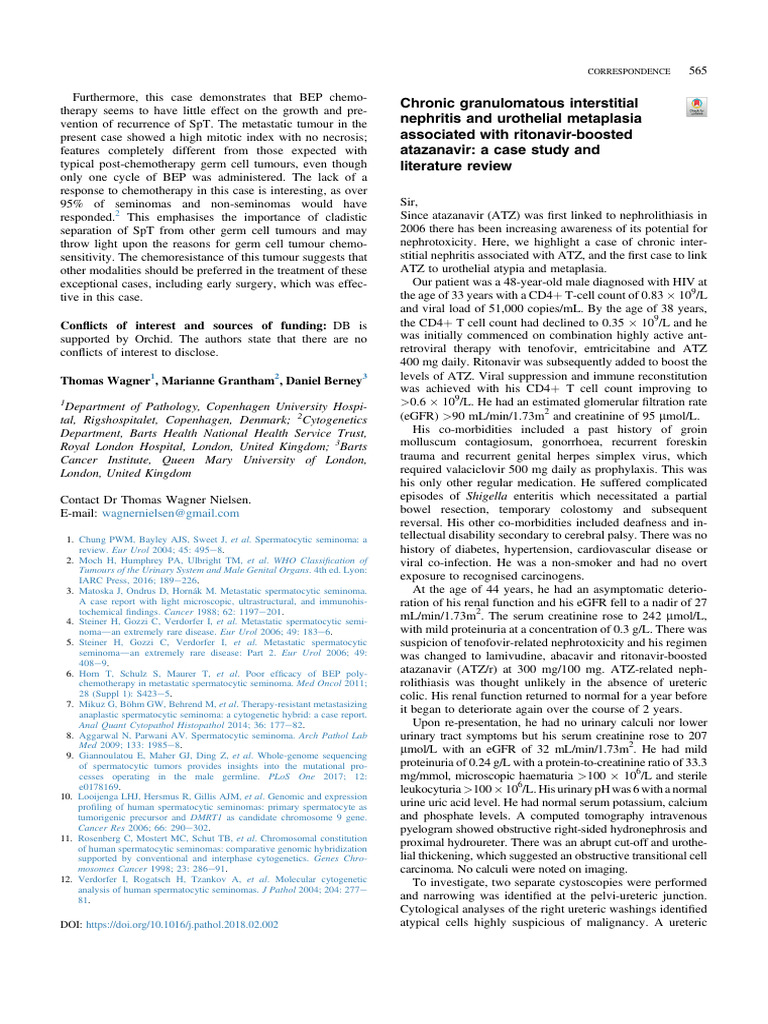 Chronic Granulomatous Interstitial Nephritis and U | PDF | Kidney ...
