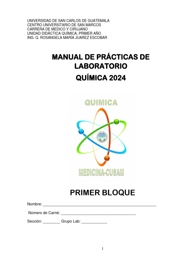 PRÁCTICAS DE LAB 2024 Parte I | PDF | Laboratorios | Ácido