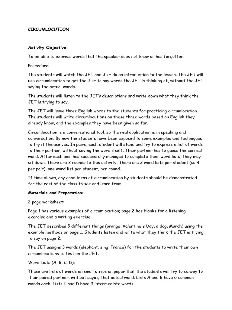 Circumlocution | PDF | English Language | Sentence (Linguistics)