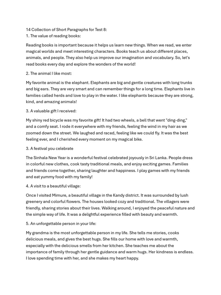 O - L English - Short Paragraphs | PDF | Foods | Nutrition