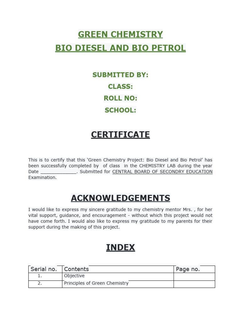 GREEN CHEMISTRY - Part-2 | PDF | Biodiesel | Ethanol
