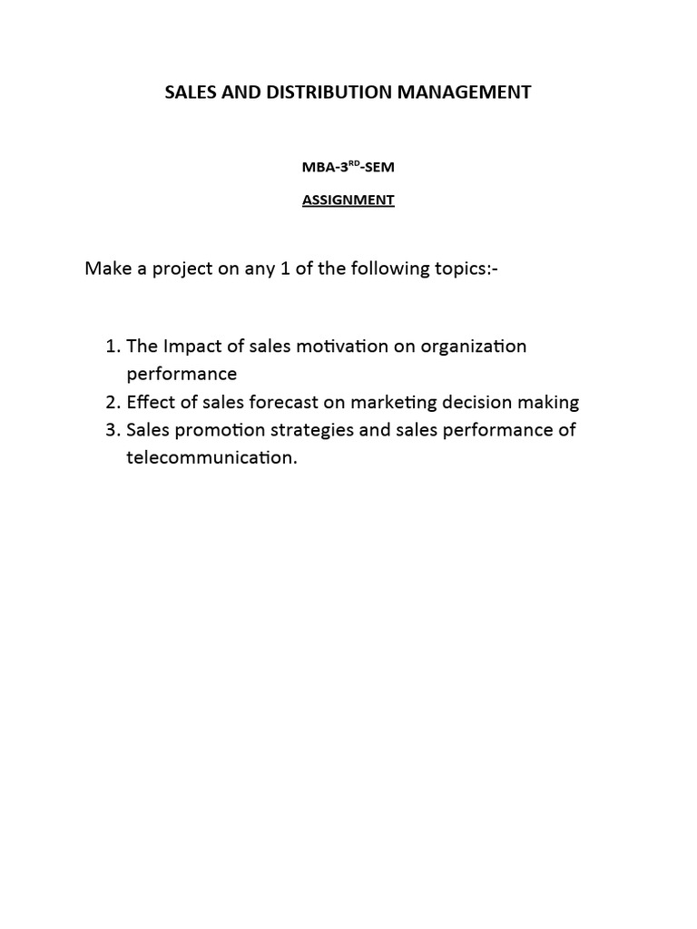 Sales & Distribution Management | PDF | Marketing | Sales