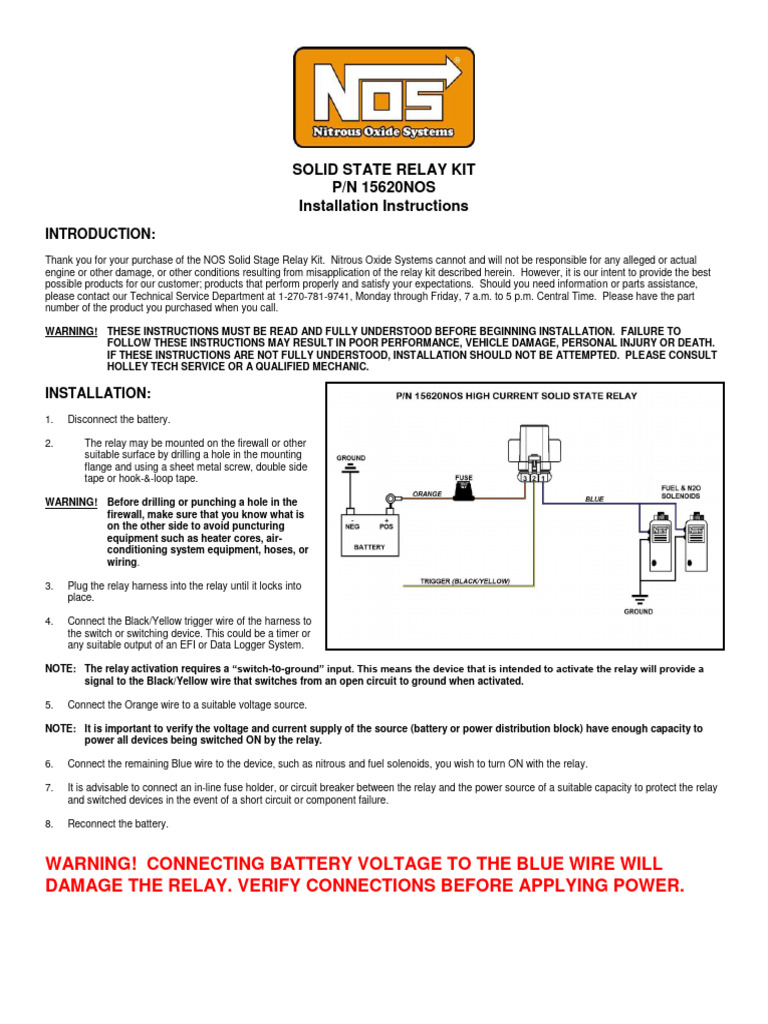 NOS SS Relay Wiring | PDF | Relay | Switch