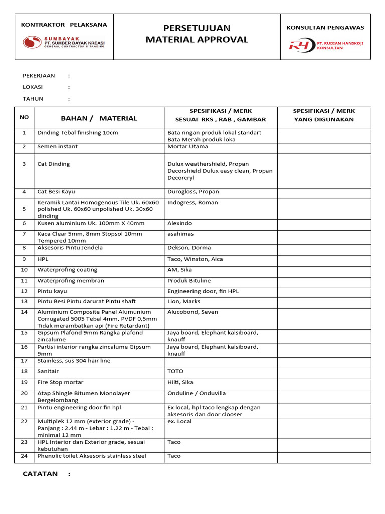 Approval - Material (Arsitektur) | PDF