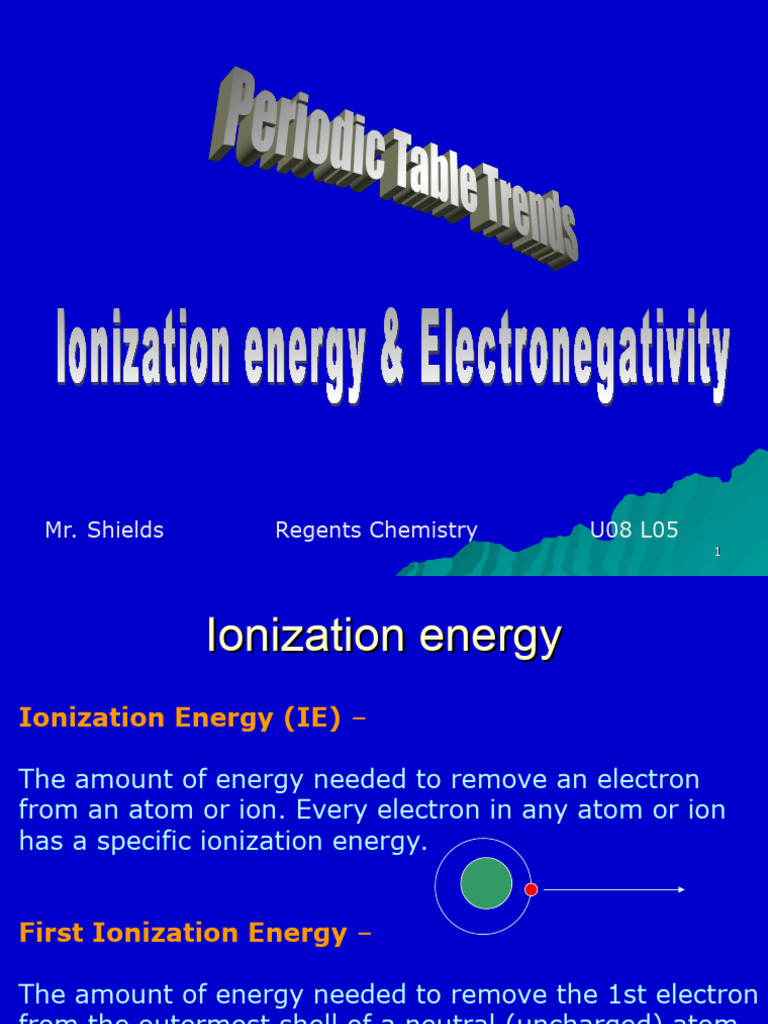 Unit 08 LP05PS - IE and Electroneg v06 | PDF | Ionization | Chemical ...