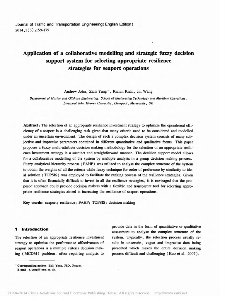 Application of A Collaborative Modelling and Strategic Fuzzy Decision ...