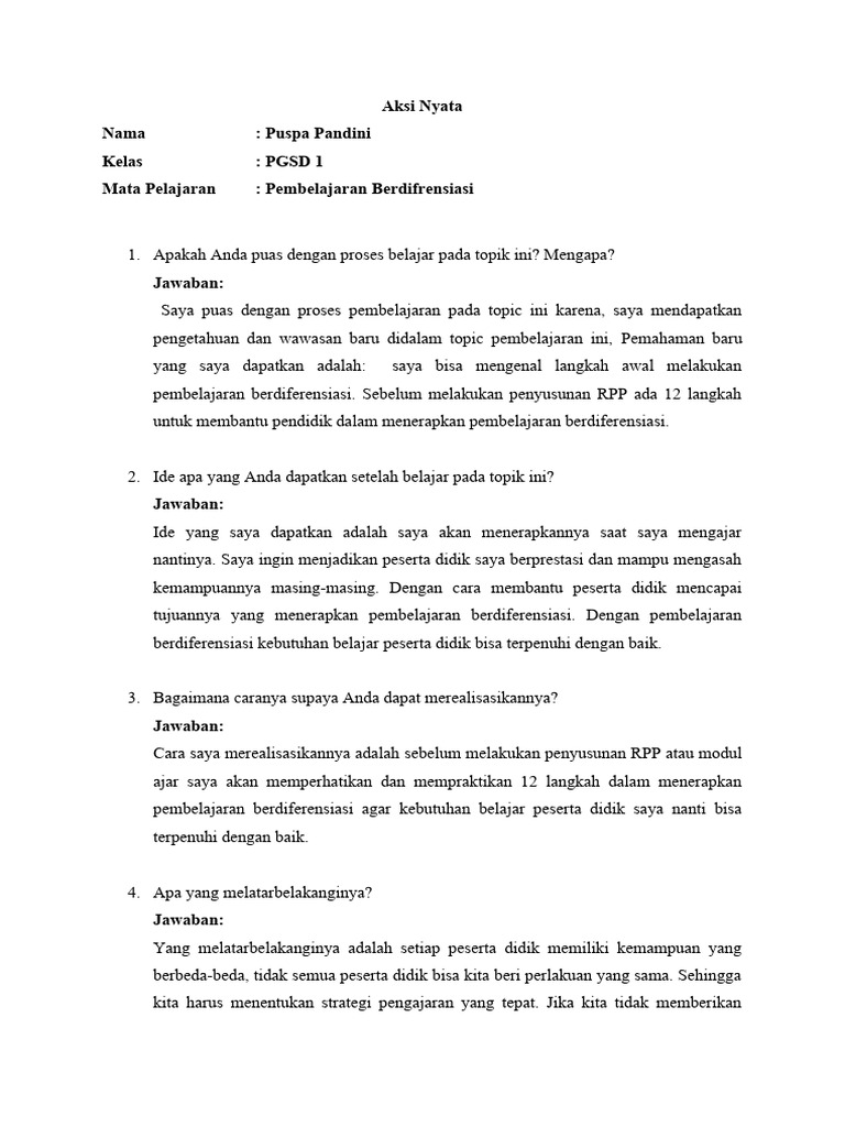 Aksi Nyata Topik 4 PBD | PDF