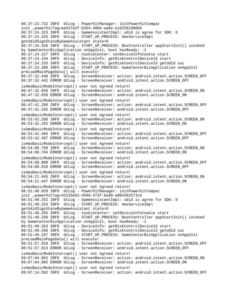 Game App Initialization Logs | PDF