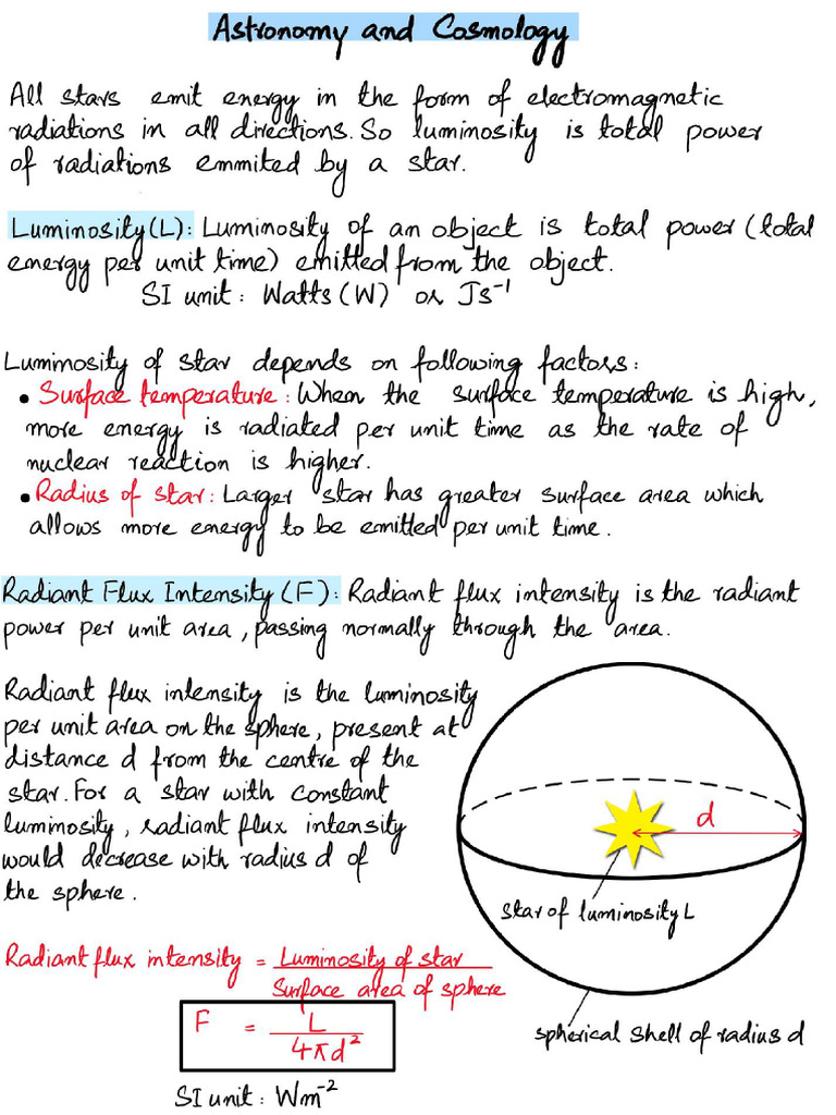 A2 Physics Astronomy and Cosmology | PDF