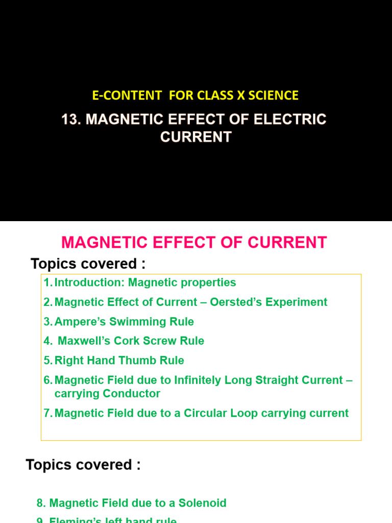 Magnetic Effect of Electric Current New | PDF | Magnetic Field | Magnet