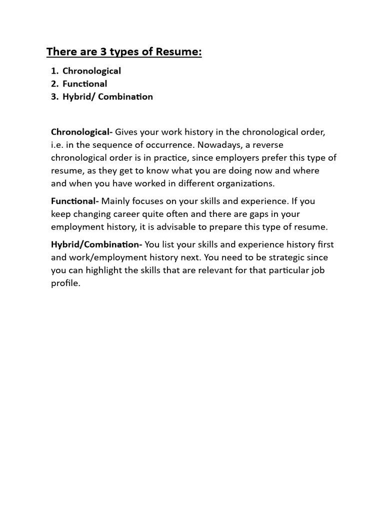 Resume Types Explained | PDF