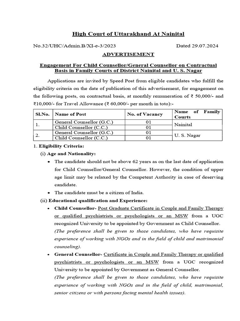 Advertisement of Counsellor 1 | PDF | Child Custody | Social Institutions