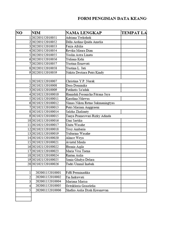Format Pengisian Keanggotaan Perpustakaan | PDF