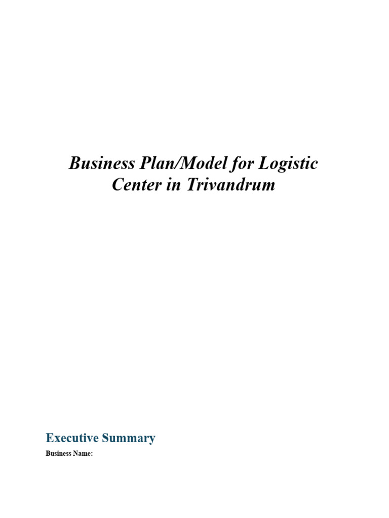 Logistics Business Plan for Trivandrum | PDF | Logistics | Supply Chain