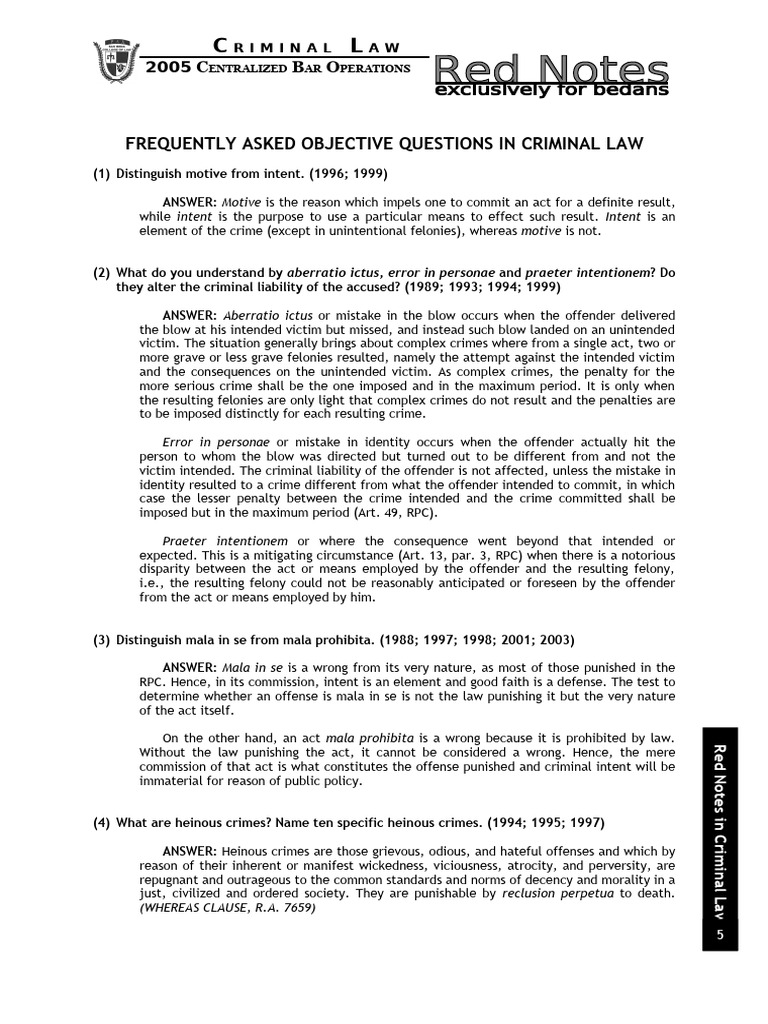 Red Notes Criminal Law | PDF | Crimes | Crime & Violence