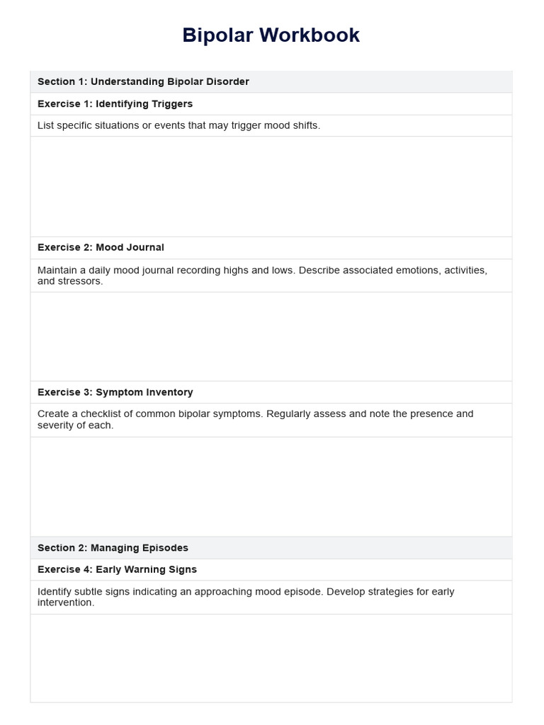 Bipolar Disorder Workbook | PDF | Self-Improvement