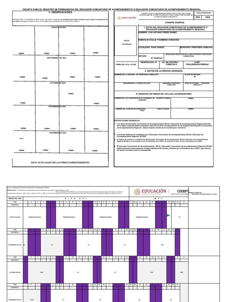 Registro de Permanencia ECA/ECAR | PDF