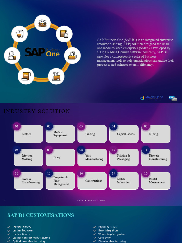 SAP B1 Solutions for SMEs by Ananth Info | PDF | Enterprise Resource ...