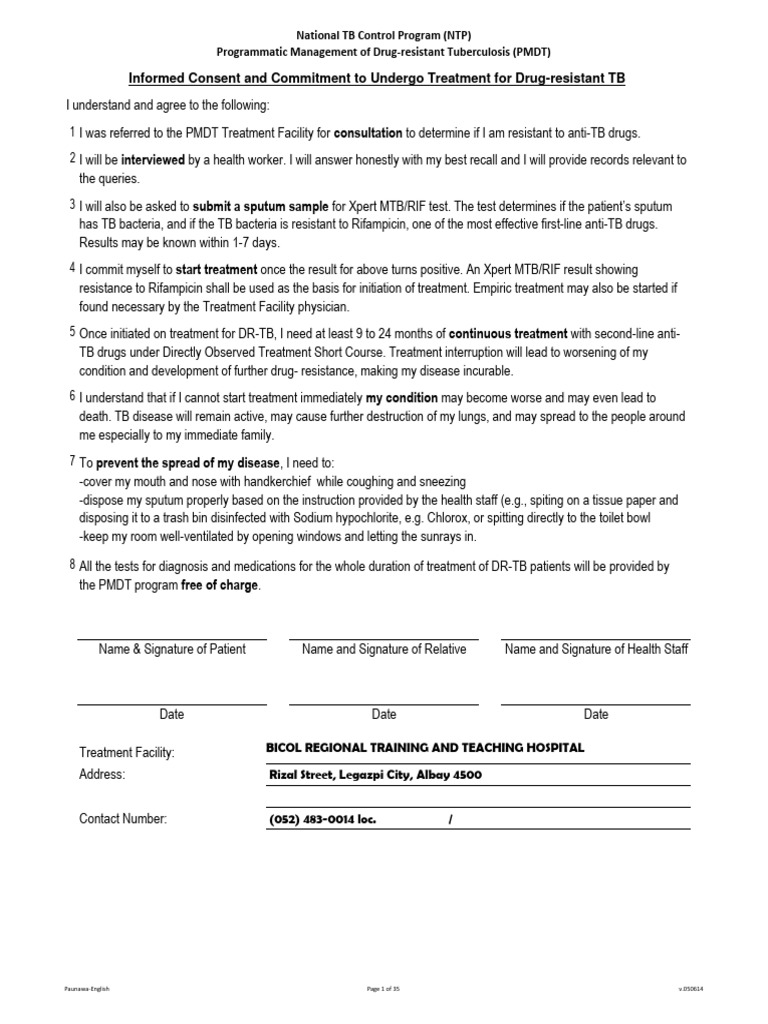 PMDT Forms v050614 1 | PDF | Tuberculosis | Clinical Medicine