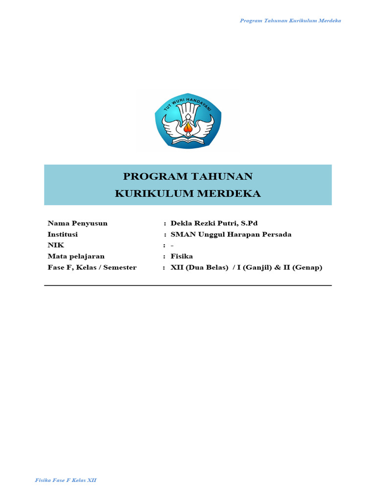 Program Tahunan Fisika Kelas XII | PDF | Teknologi & Rekayasa