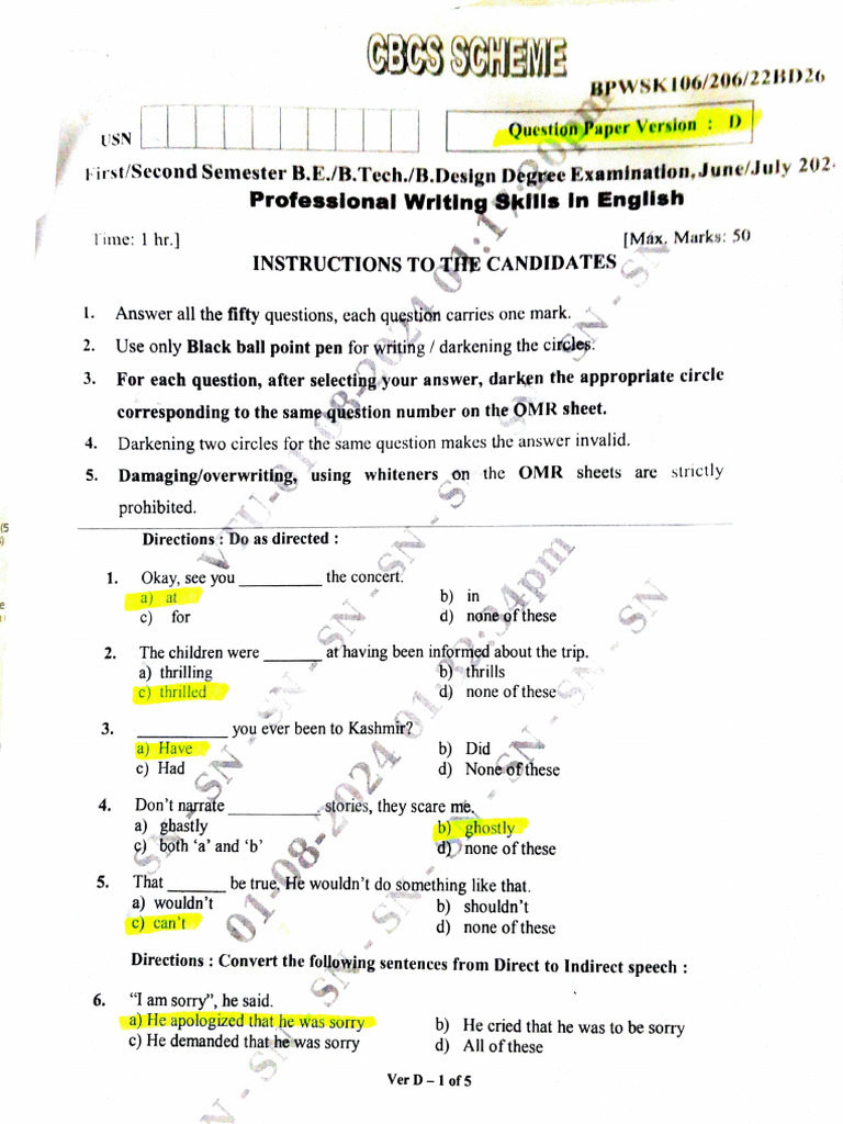 Pws Answer Key 2024 | PDF