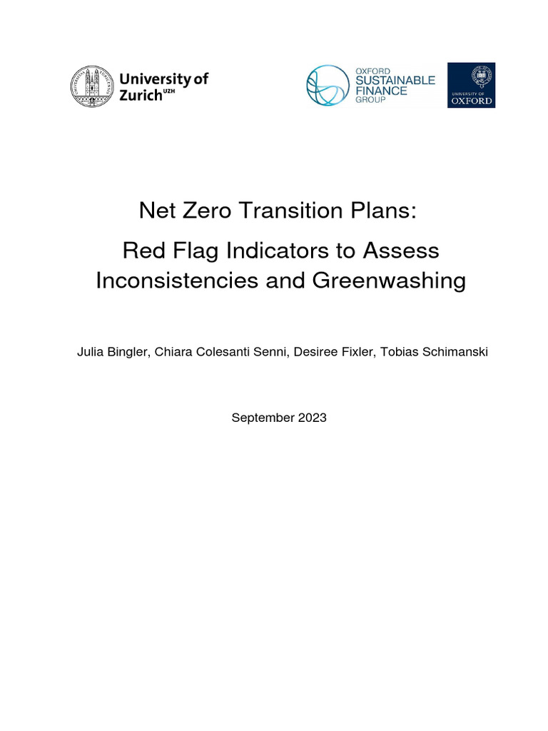 Red Flag Indicators For Transition Plan Inconsistencies and ...