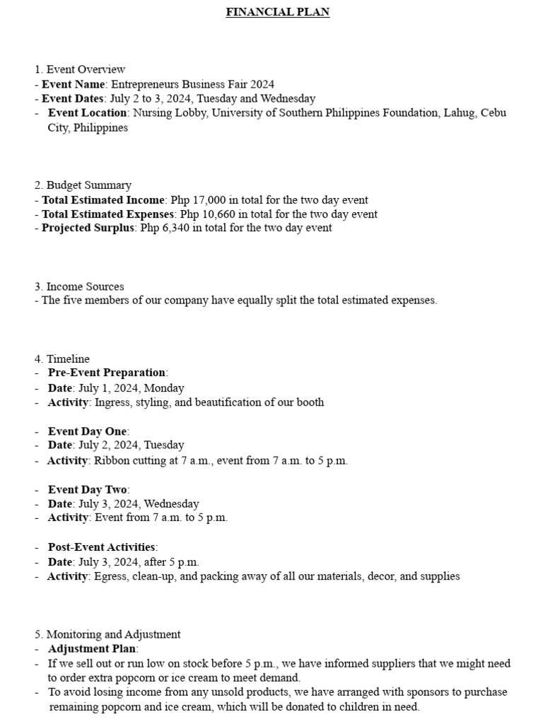 Financial PLan | PDF | Economies