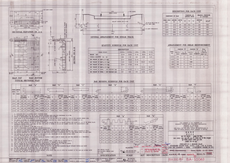 Rdso-Ba-10063 For Precast RCC Slab (0.61,0.95,1.22,1.83,2.44) 1 | PDF