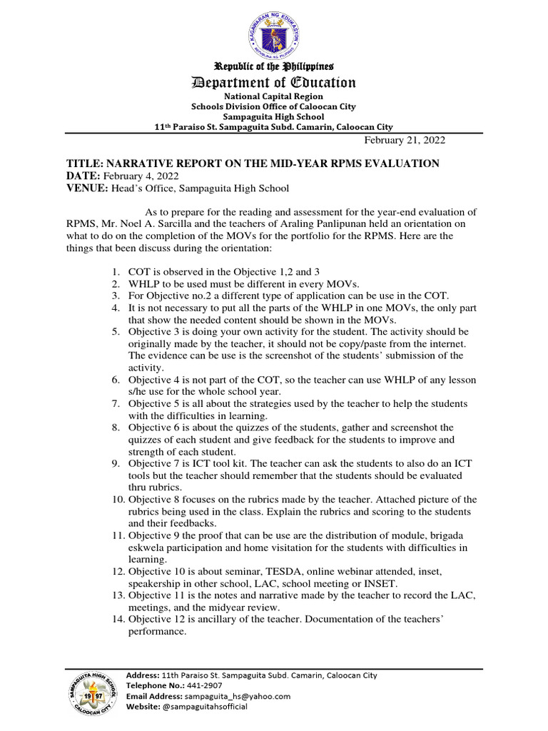 REBADULLA-narrative Midyear | PDF | Human Communication | Learning