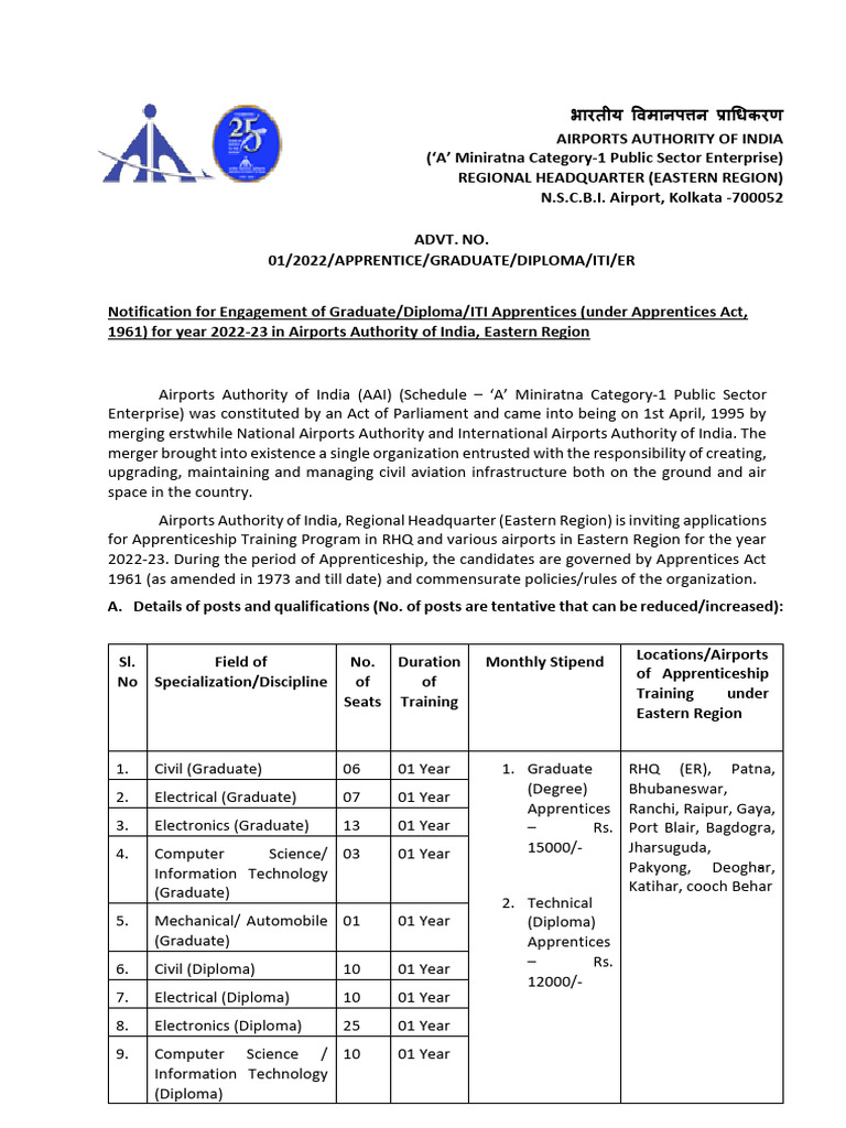 Advertisement For Engagement ER AAI 2022-2023 Docx | PDF ...