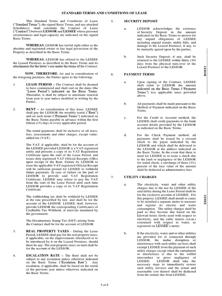 STANDARD PROVISION | PDF | Lease | Value Added Tax