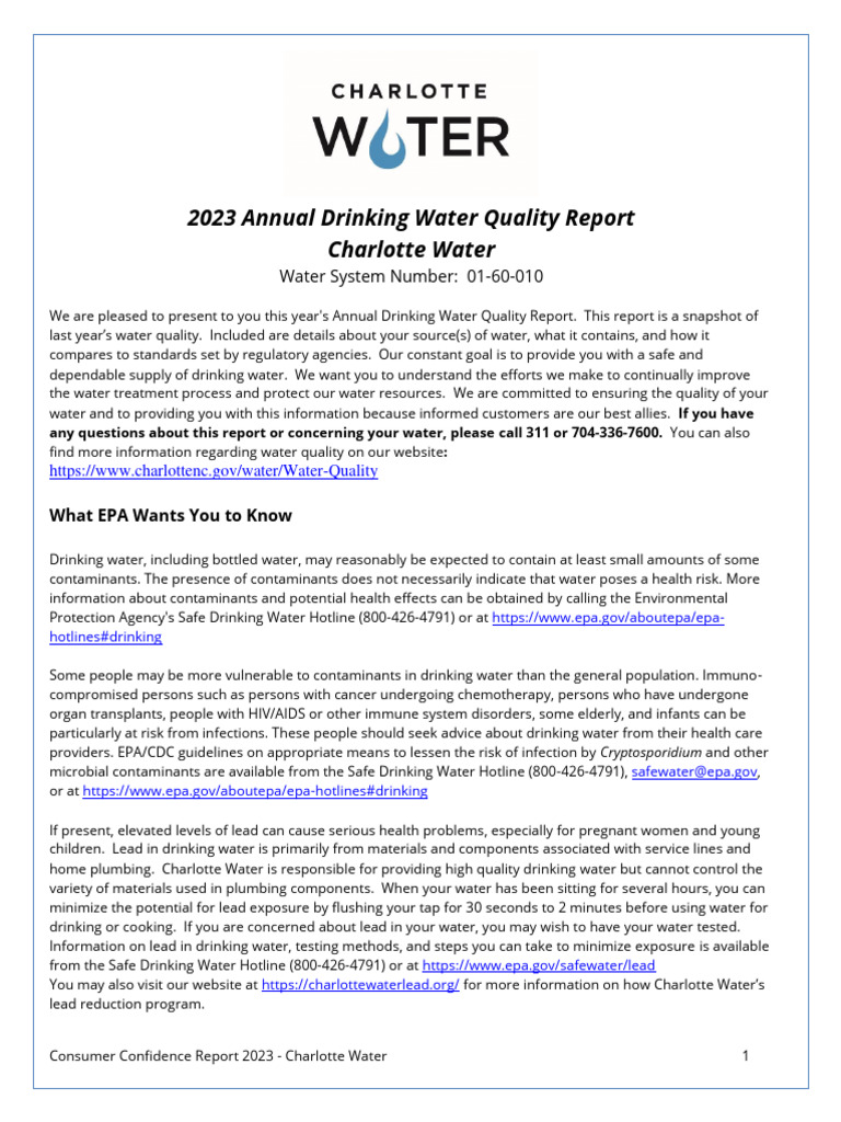 Current Consumer Confidence Report | PDF | Drinking Water | Water ...